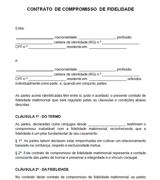 Modelo de Contrato de Fidelidade | Word e PDF | Download