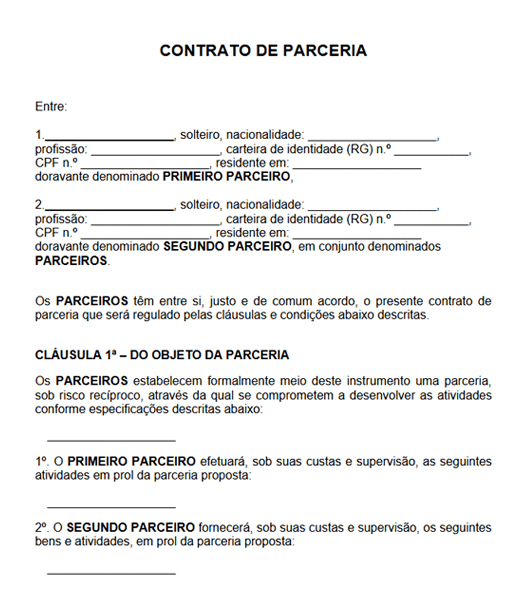Modelo de Contrato de Parceria Comercial