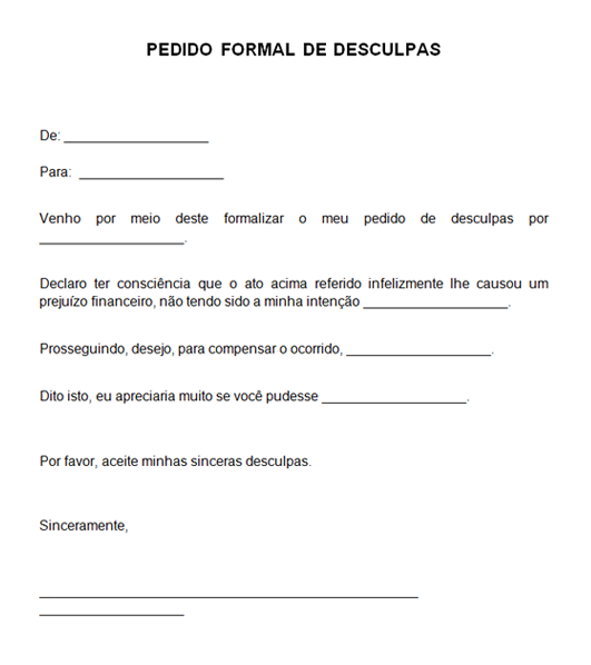 Pedido de Desculpas Formal | Modelo Word e PDF | Download