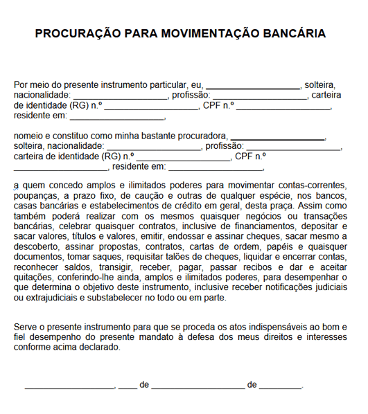 Modelos De Procuracao Para Abertura E Movimentacao De Conta Bancaria Pdf/modelo De Procuracao ...
